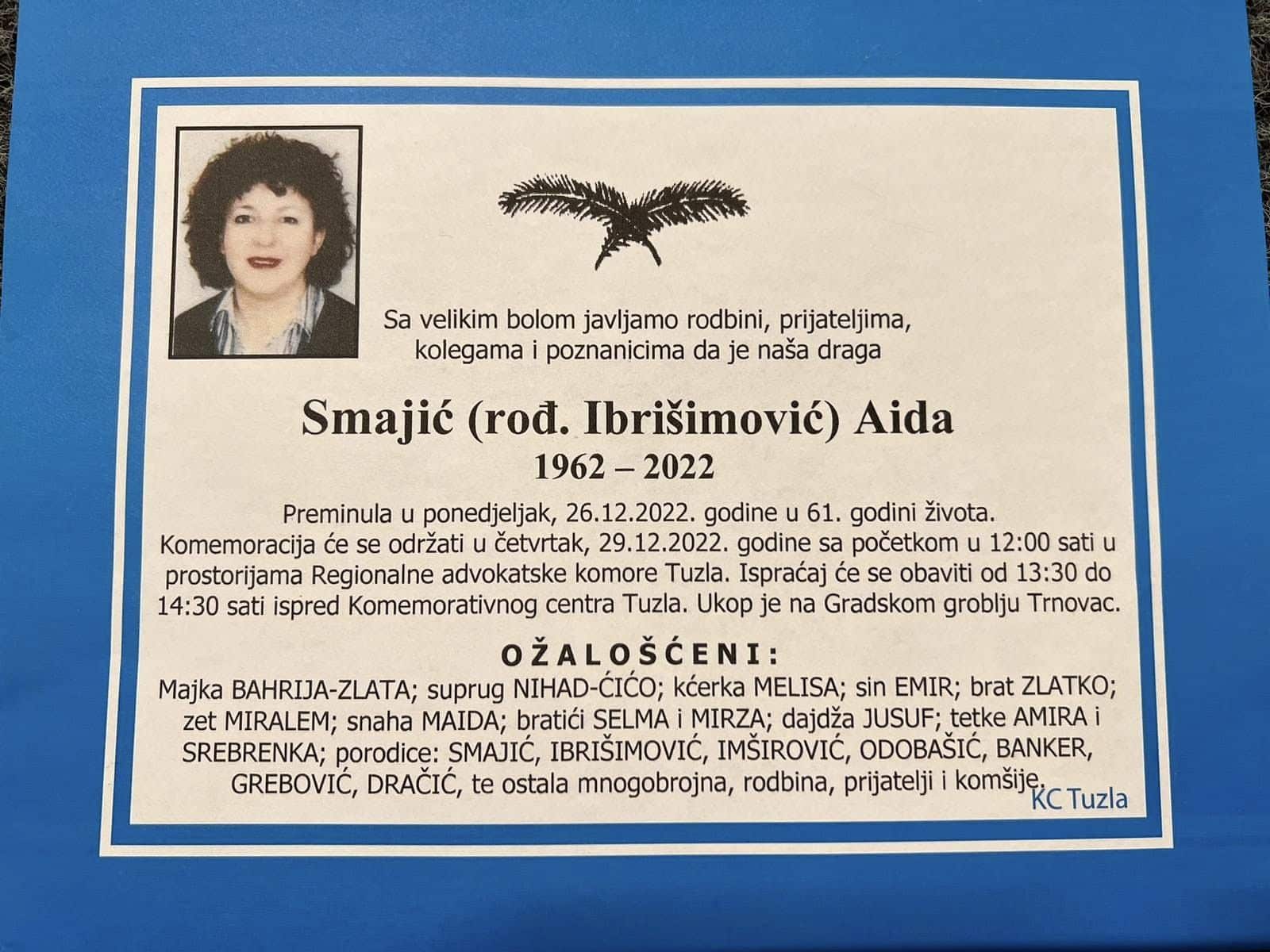 Preminula je Aida Smajić